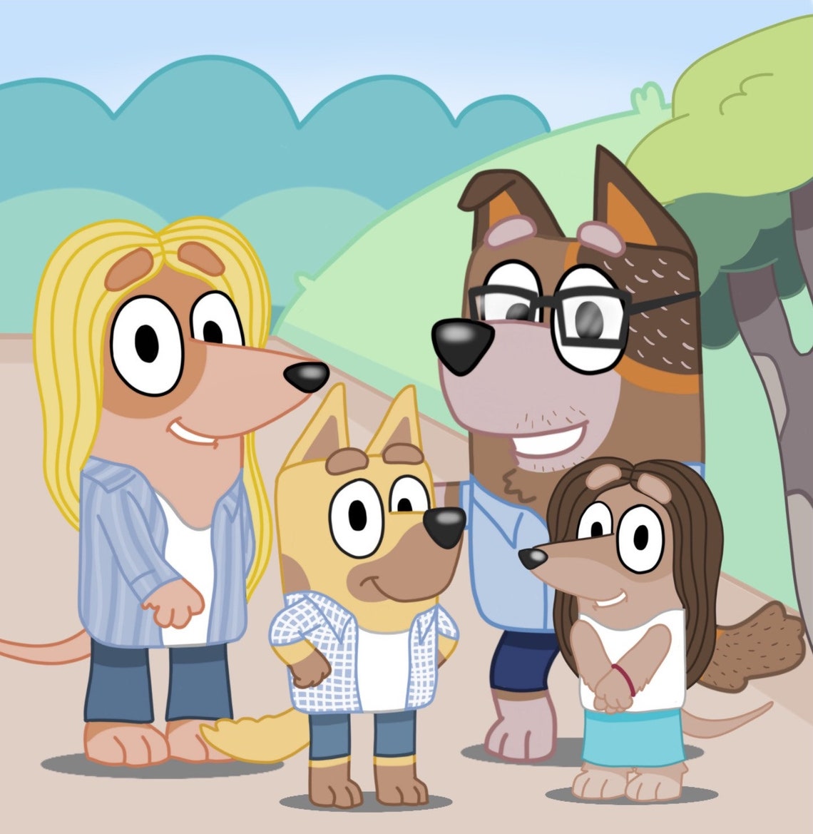 Custom Personalised Bluey Style Family Portraits High Quality Digital ...