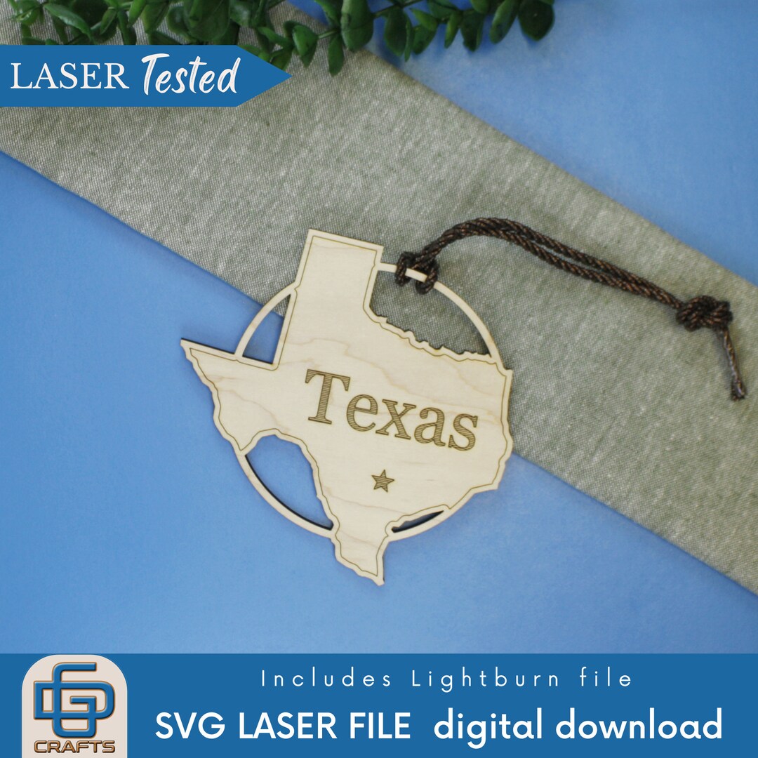 SVG State Shape Outline of Texas Ornament | SVG File | Lightburn File ...