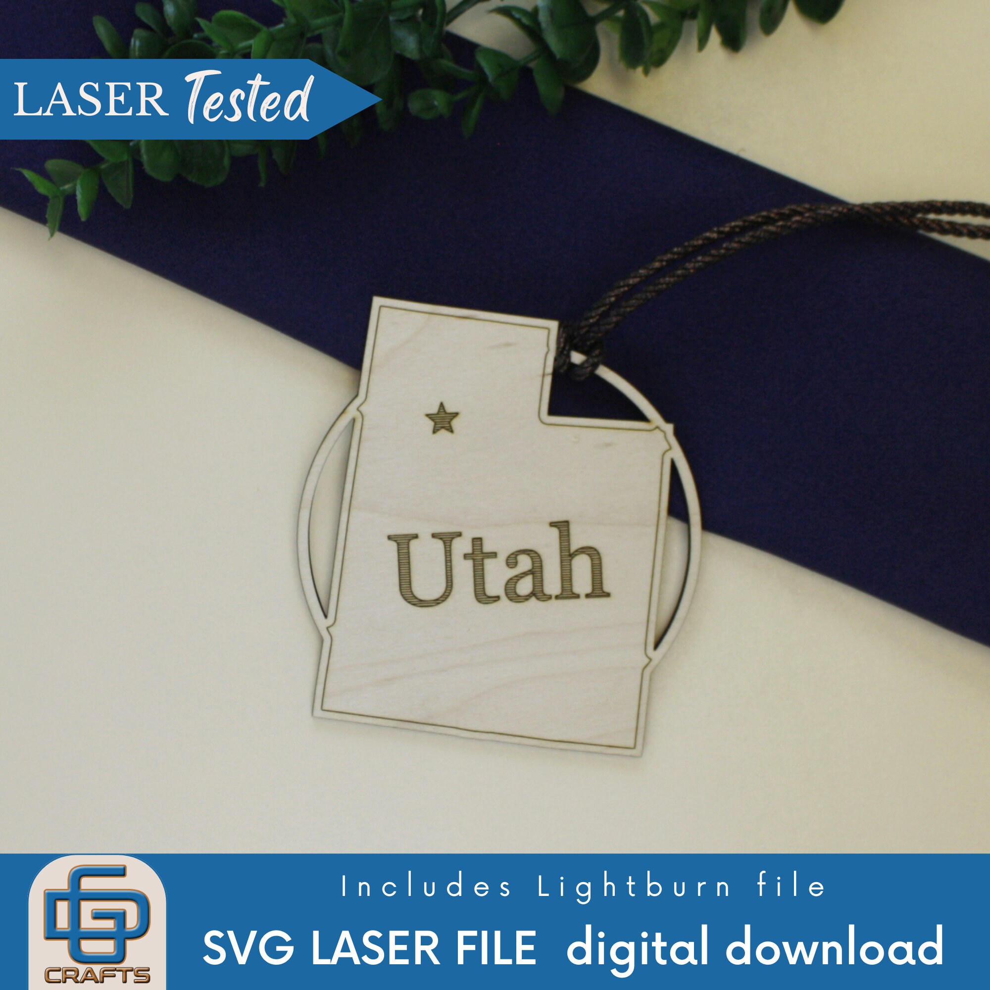 SVG State Shape Outline of Utah Ornament SVG File Lightburn File Laser ...