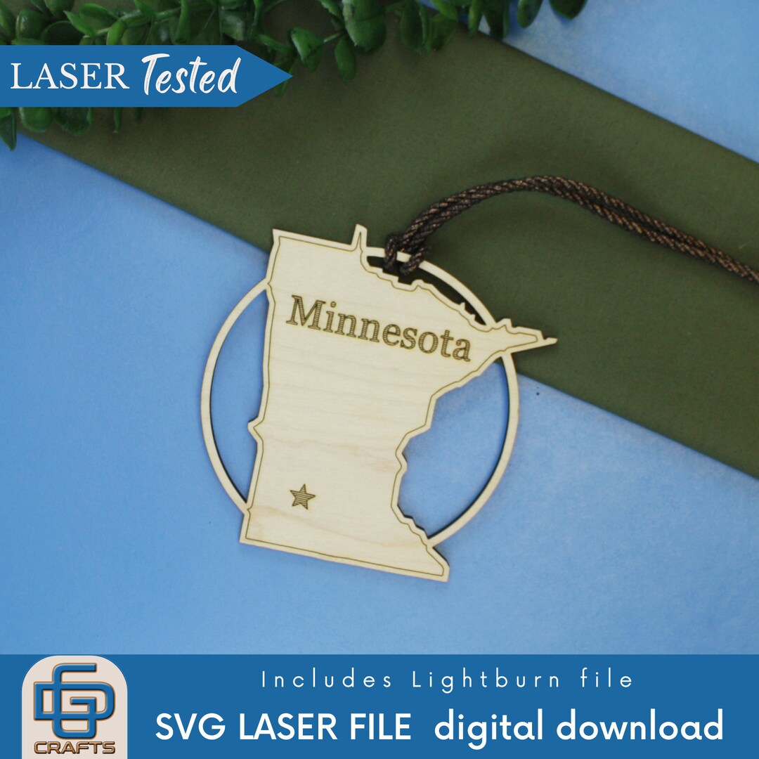 SVG State Shape Outline of Minnesota Ornament | SVG File | Lightburn ...