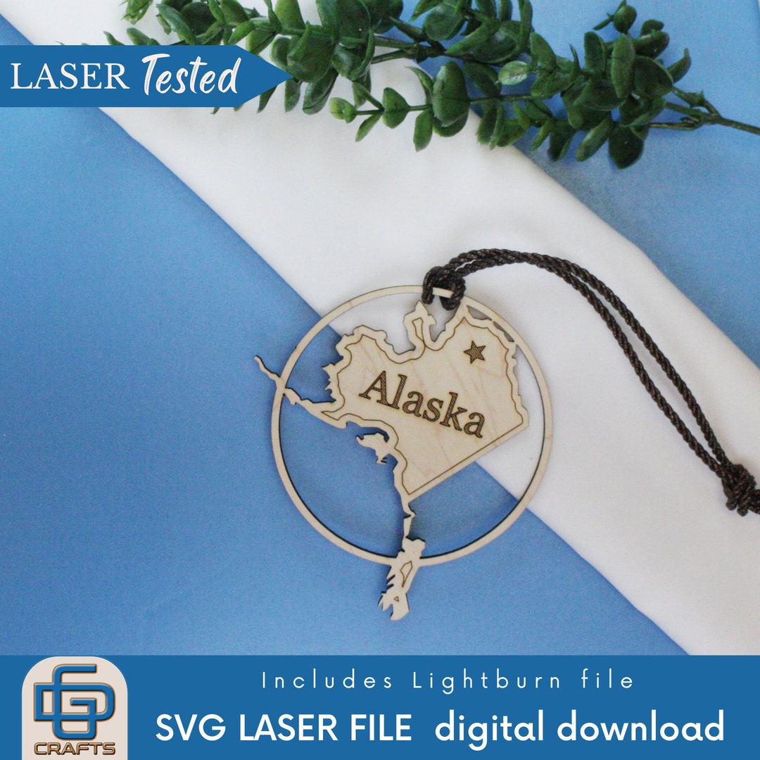 SVG State Shape Outline of Alaska Ornament | SVG, Lightburn, Dxf, Ai ...