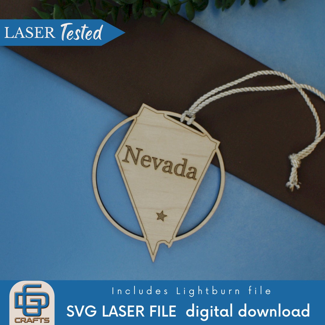SVG State Shape Outline of Nevada Ornament SVG File Lightburn File ...