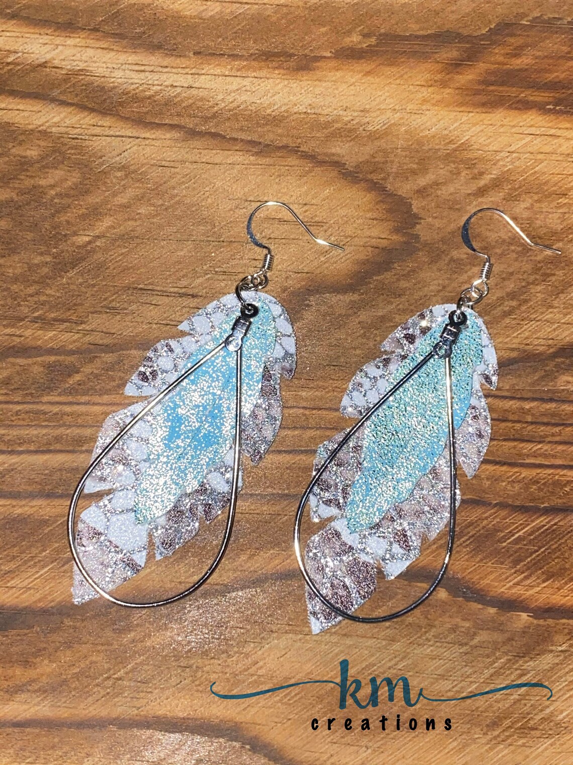 Snake Skin / Sea Green Oil Slick Feathers - Etsy