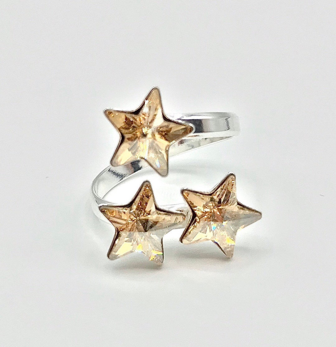 Adjustable night Sky Ring in Black Rhodium and Sterling Silver With ...