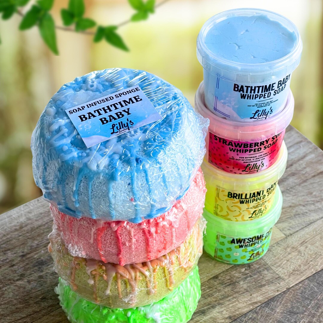 Mini Soap Infused Sponge & Whipped Soap Combo Set | Children’s Gift Set ...