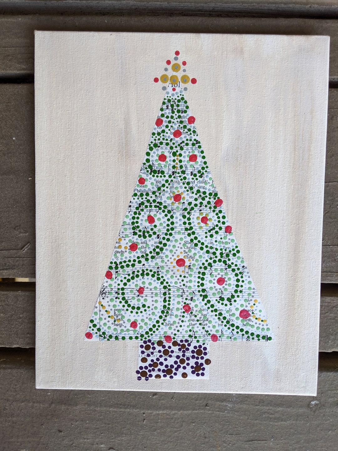 Folk Art Christmas Tree on Canvas - Etsy