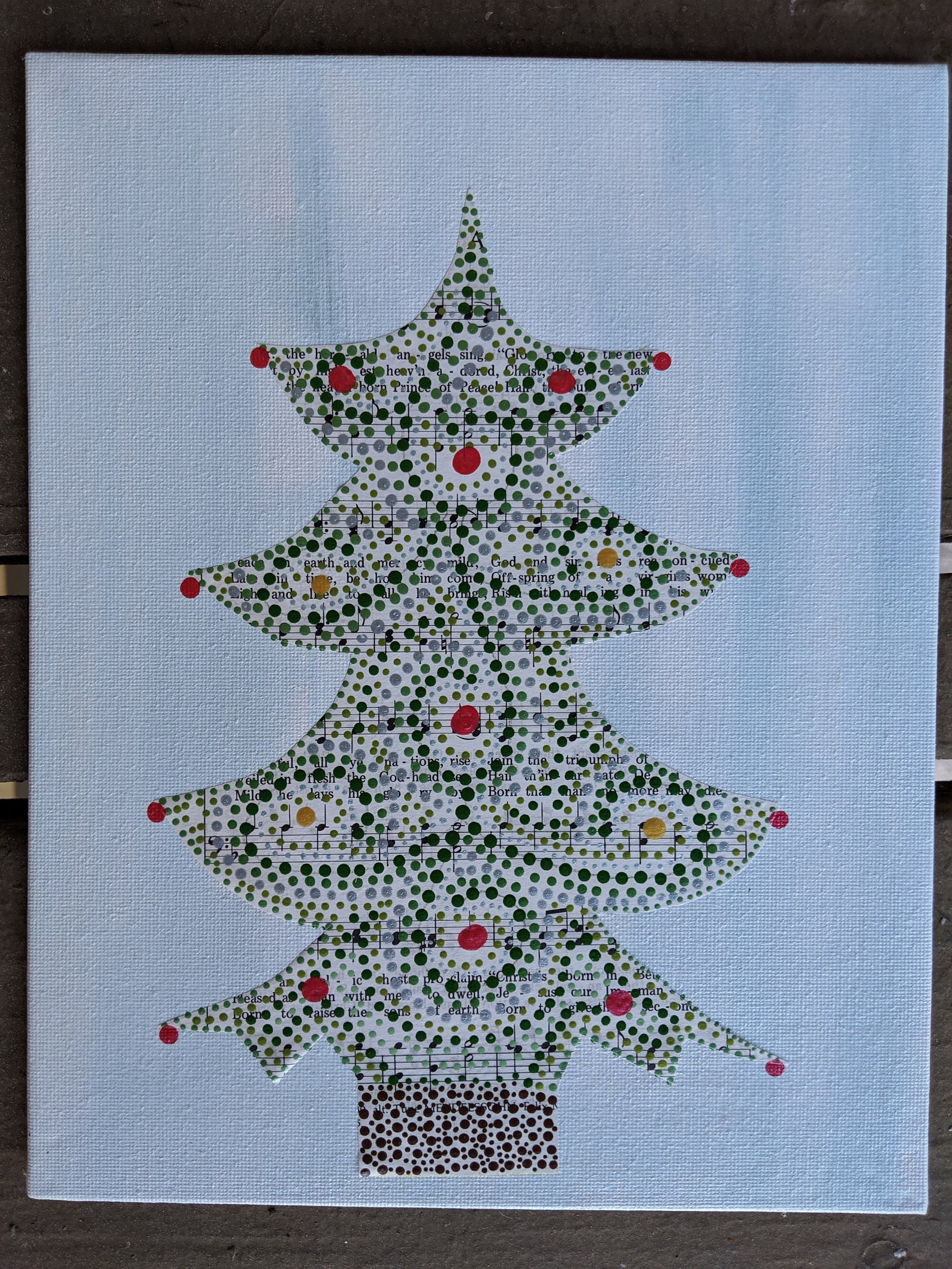 Christmas Tree Dot Art on Paper and Canvas-folk Art - Etsy
