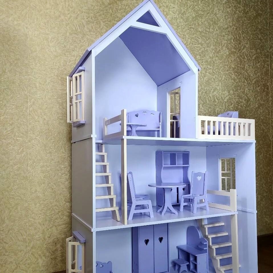 Wooden Dollhouse, Fairy House, Wood Playhouse for Girls, Tiny House Toy ...