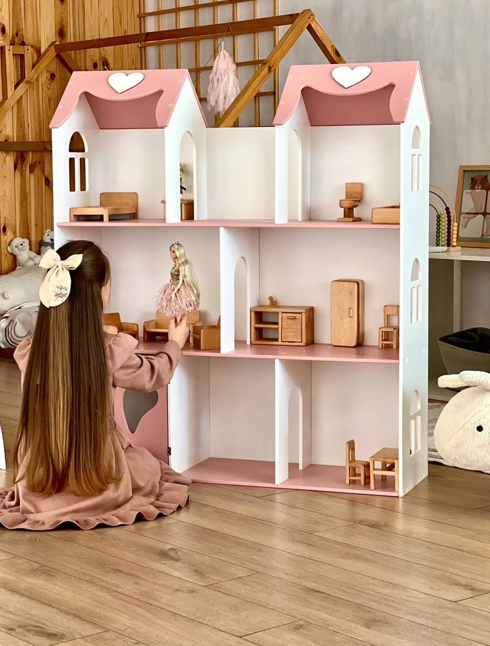 Customizable Handmade Dollhouse for Barbie - Eco-friendly Wooden Toy ...