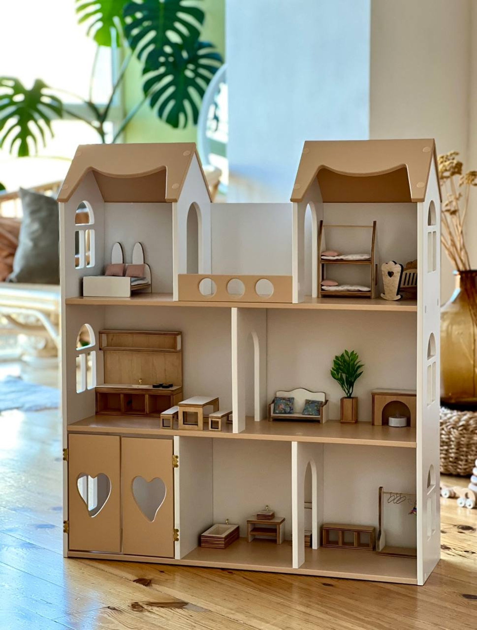 Handmade Wooden Dollhouse for Dolls - Eco-friendly Toy House - Etsy