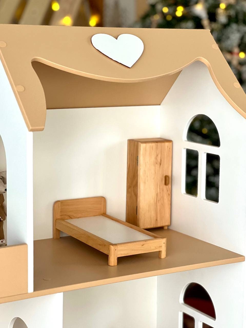 Eco-friendly Wooden Dollhouse for Barbie, Customizable Furniture ...