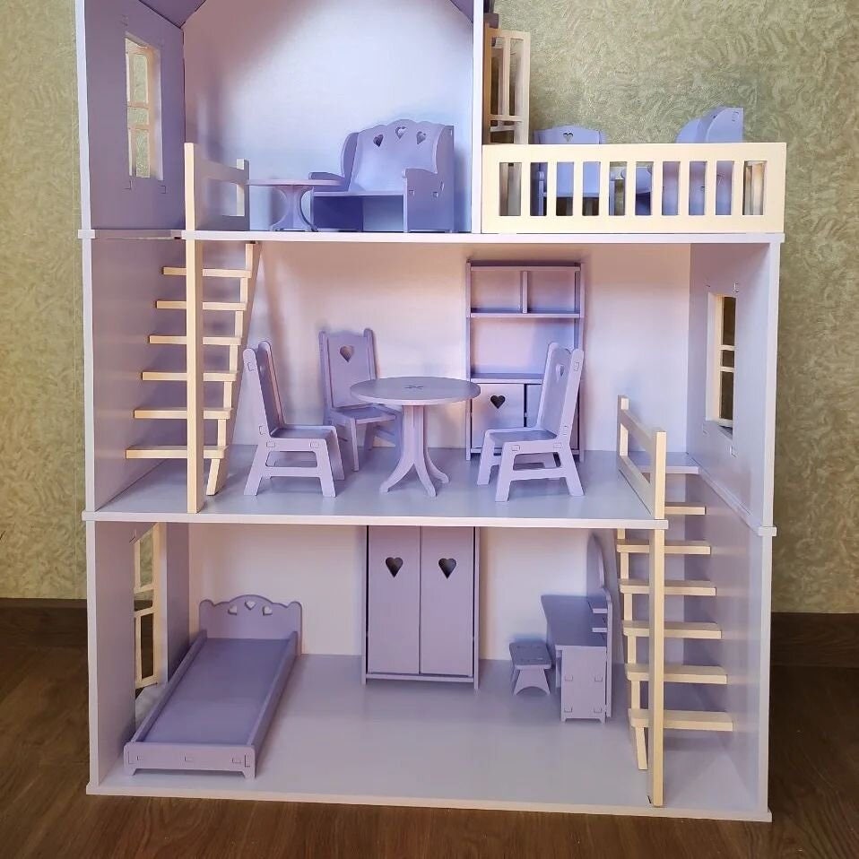 Wooden Dollhouse, Fairy House, Wood Playhouse for Girls, Tiny House Toy ...