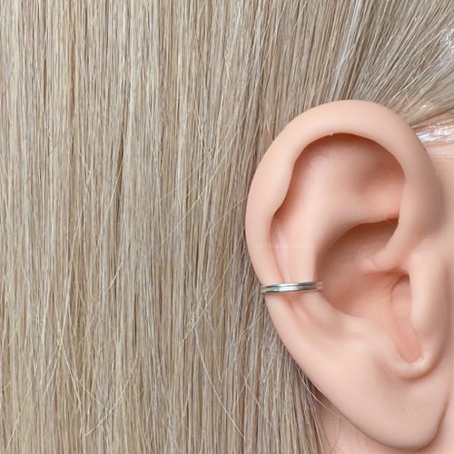 Silver Helix Cuff Ear Cuff Double Helix Cuff Hammered - Etsy