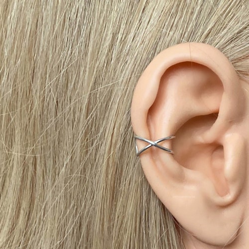 Silver Helix Cuff Ear Cuff Double Helix Cuff Hammered - Etsy