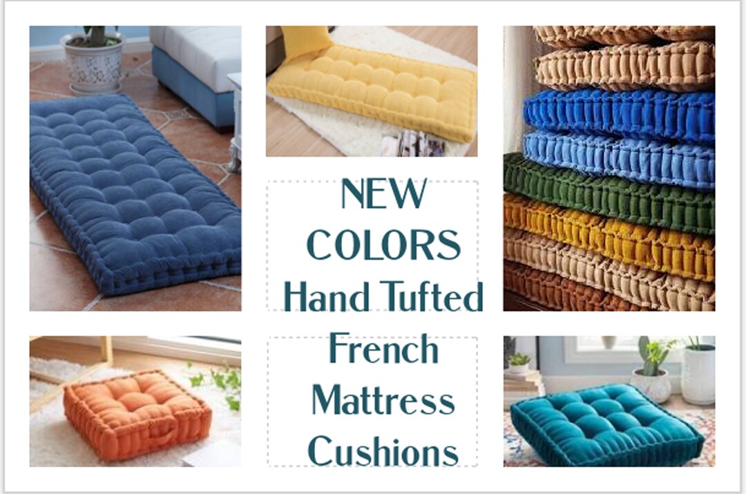 Cojín copetudo de mano de 24 x 24 x 3 en opciones de tela ...