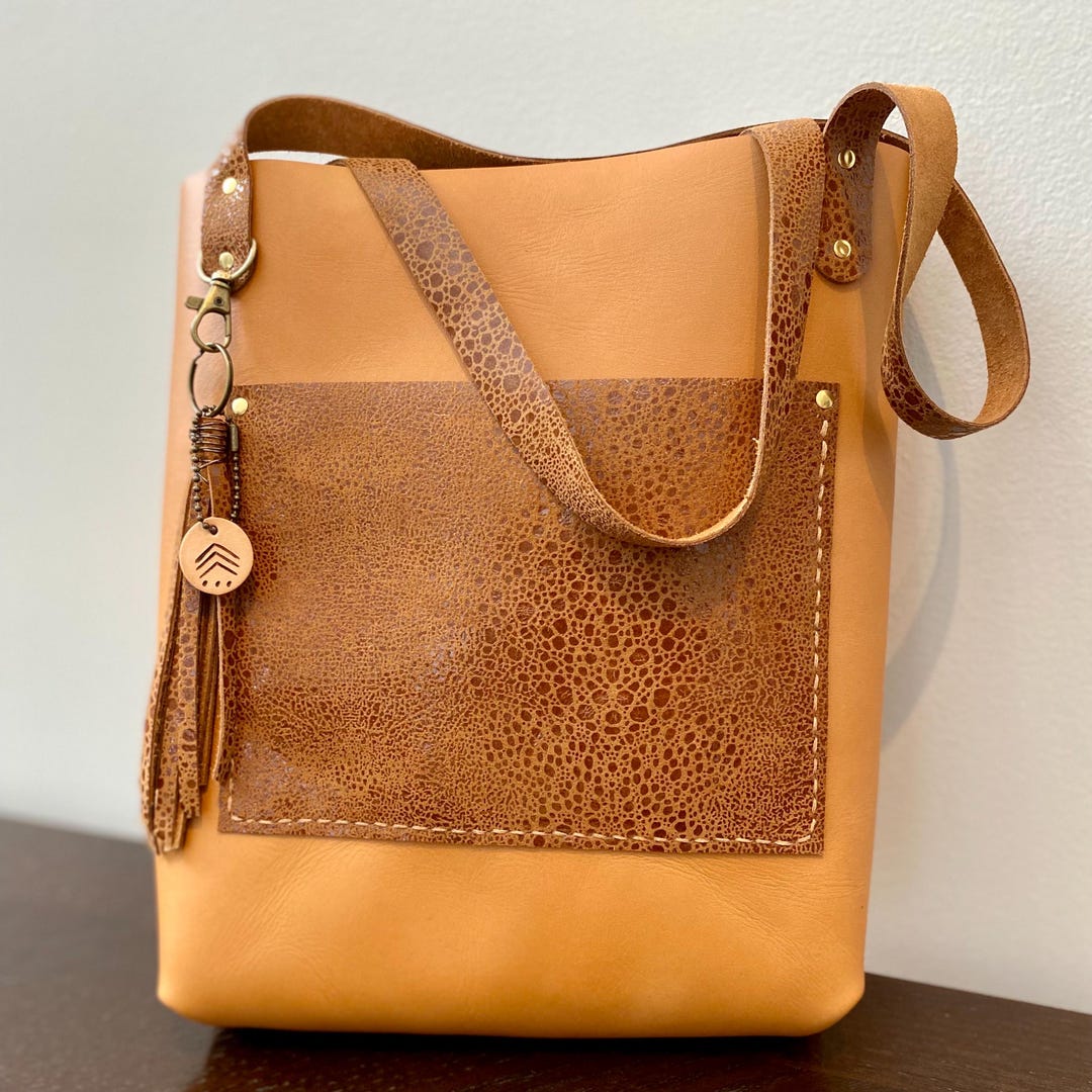 Handmade Leather Tote Bag With Animal Print Design - Etsy