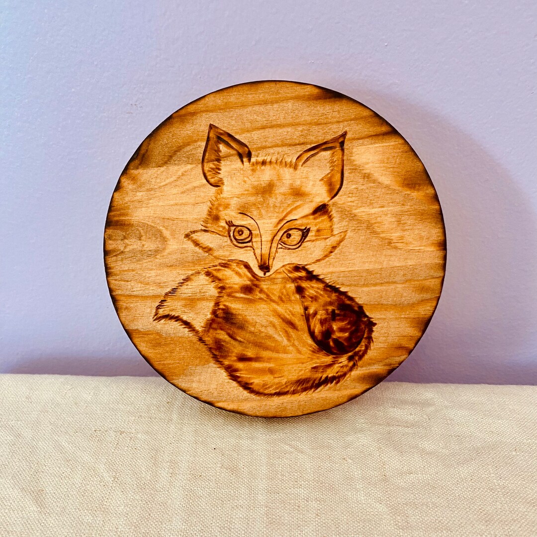 Wood Burned Fox Pyrography Art - Etsy