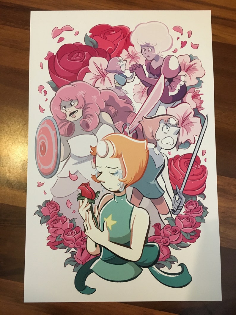 Steven Universe: A Single Pale Rose print - Etsy
