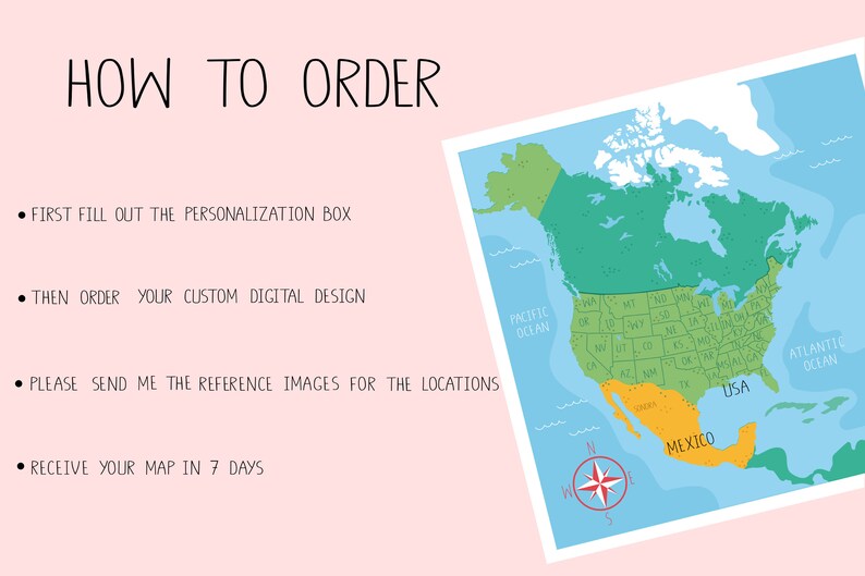 Mapa de destino personalizado, ilustrado a mano, mapa de viaje, mapa ...