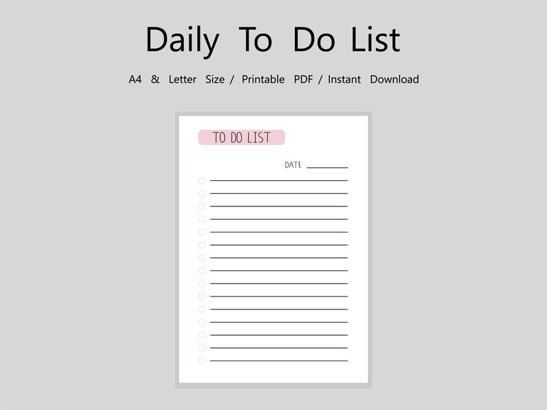 Daily to Do List Printable Task List Simple and Cute Pink - Etsy