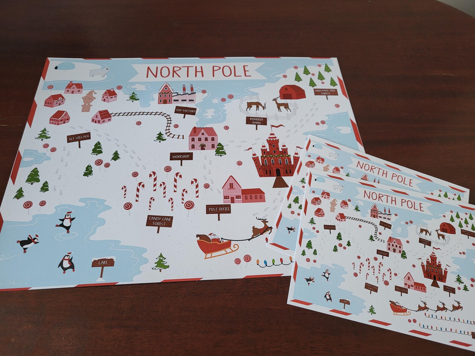 Fun Printable Map of the North Pole. Christmas Card Print. Cute ...