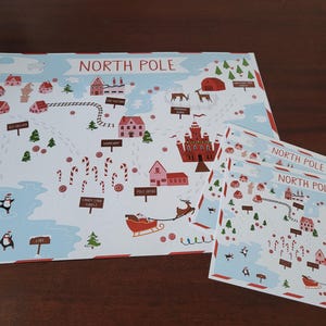 Fun Printable Map of the North Pole. Christmas Card Print. Cute ...