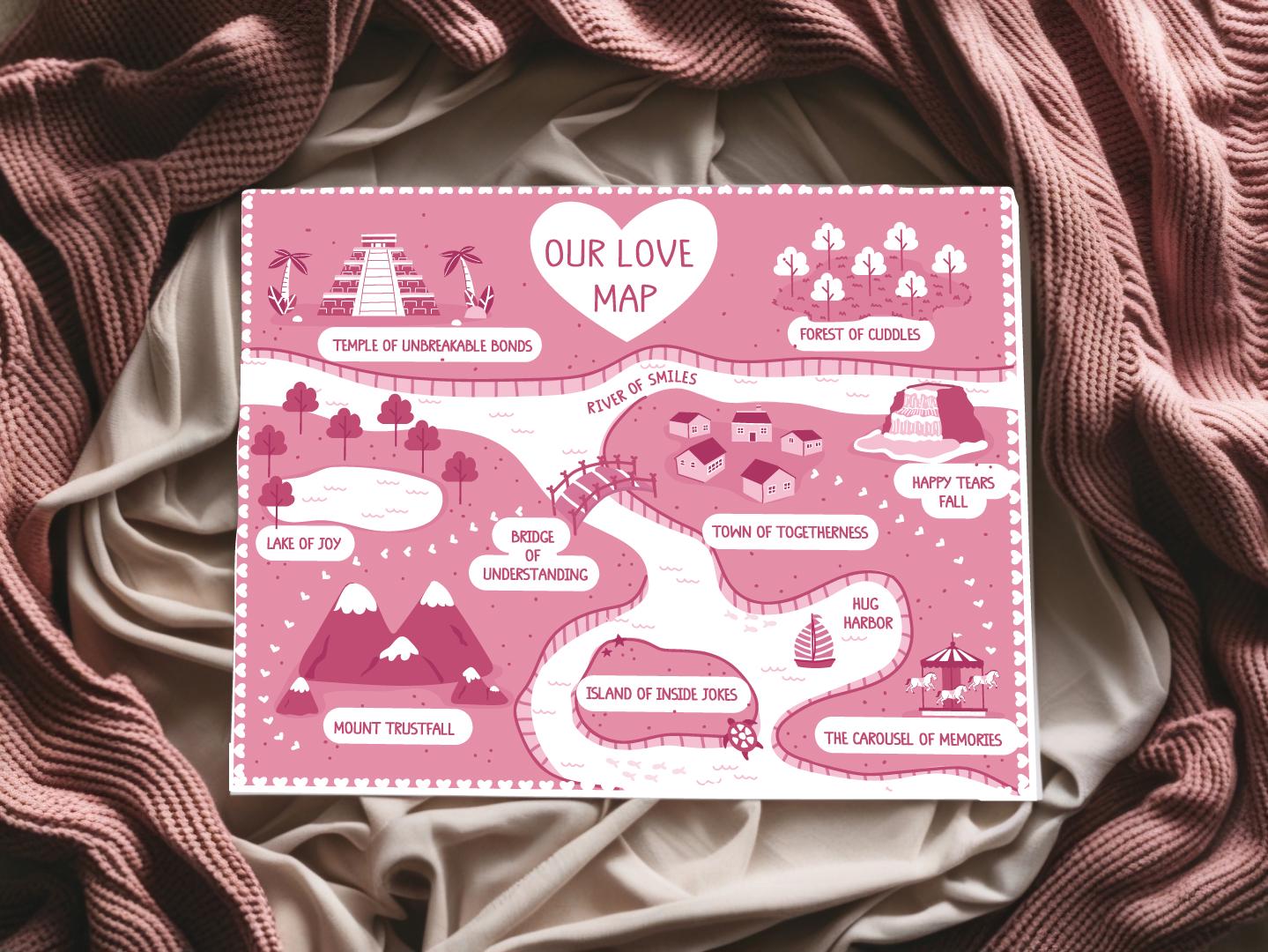 A Cute Printable Love Map. Saint Valentine's Day Card Print. Valentine ...