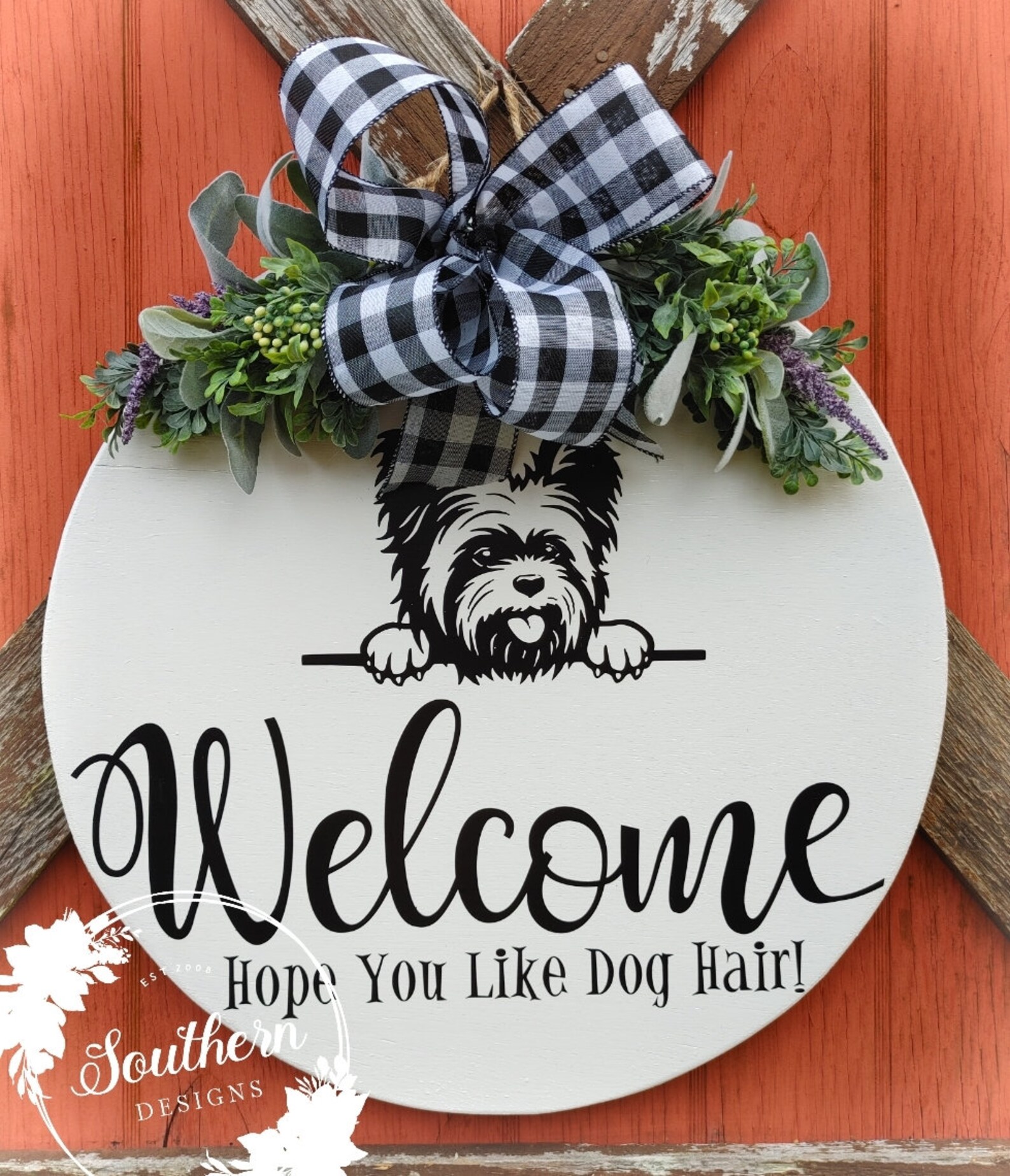 Door Hanger Yorkie Welcome Sign Hope You Like Dog Hair Sign | Etsy
