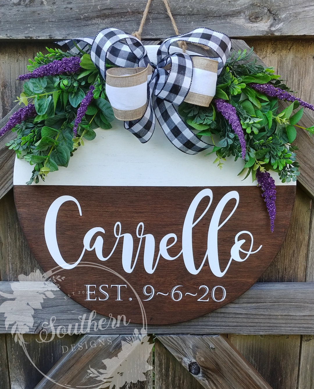 Personalized Circle Sign Door Hanger, Custom Sign, Circle Sign, Last ...