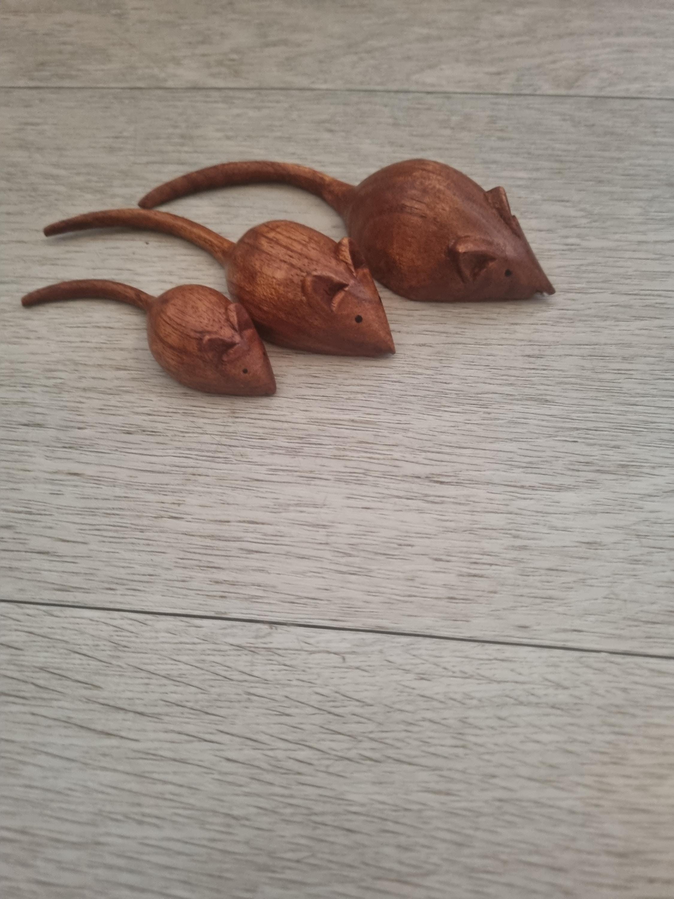 Wooden Mice 3 Natural Wood Mice Family of Cute Mice Handmade in Bali ...