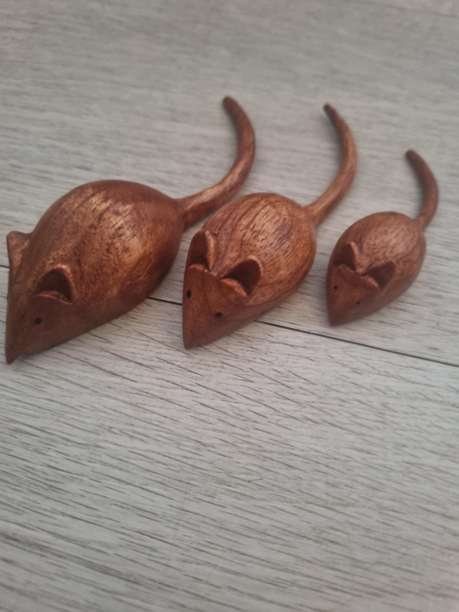 Wooden Mice 3 Natural Wood Mice Family of Cute Mice Handmade in Bali ...