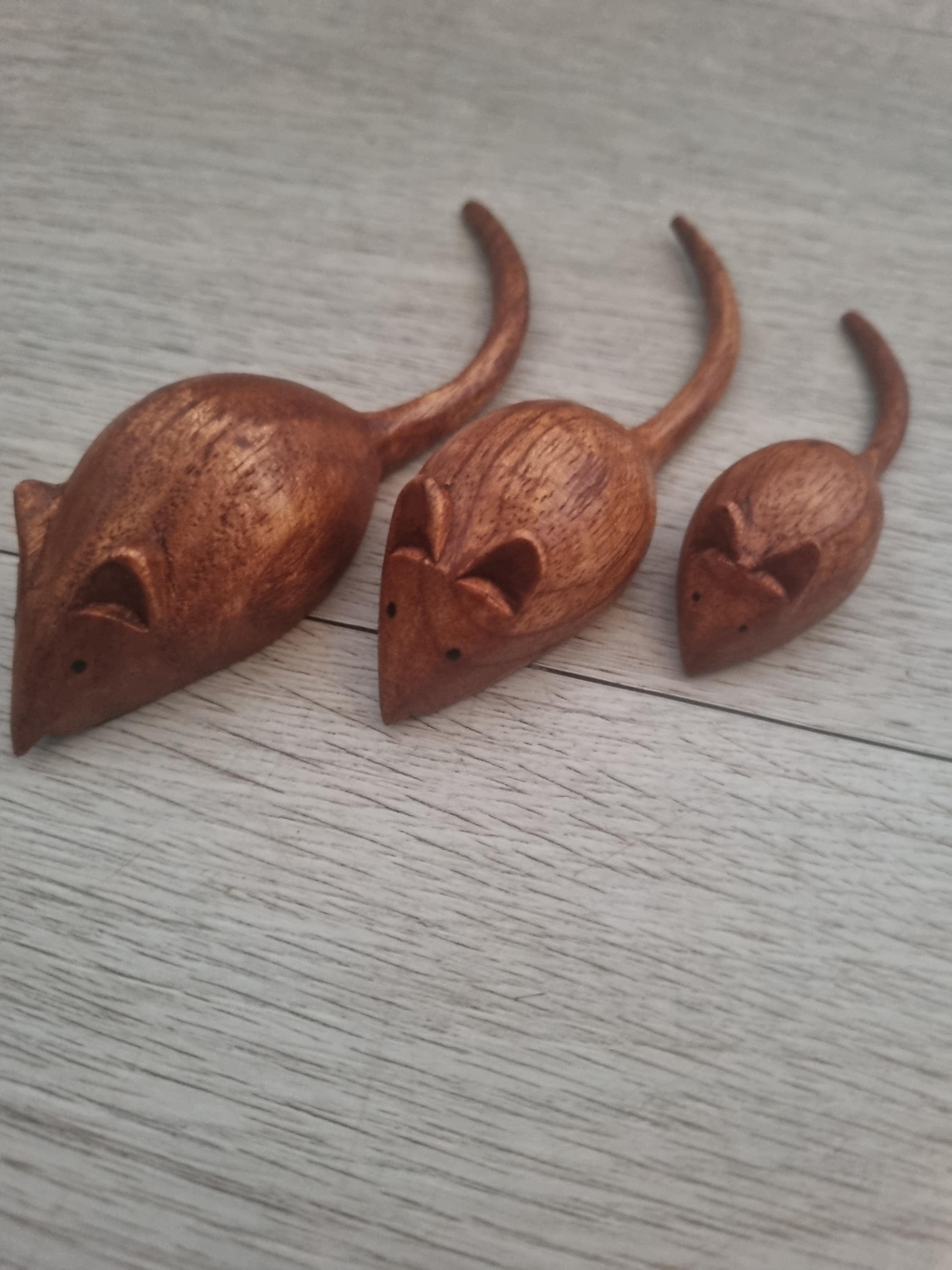 Wooden Mice 3 Natural Wood Mice Family of Cute Mice Handmade in Bali ...