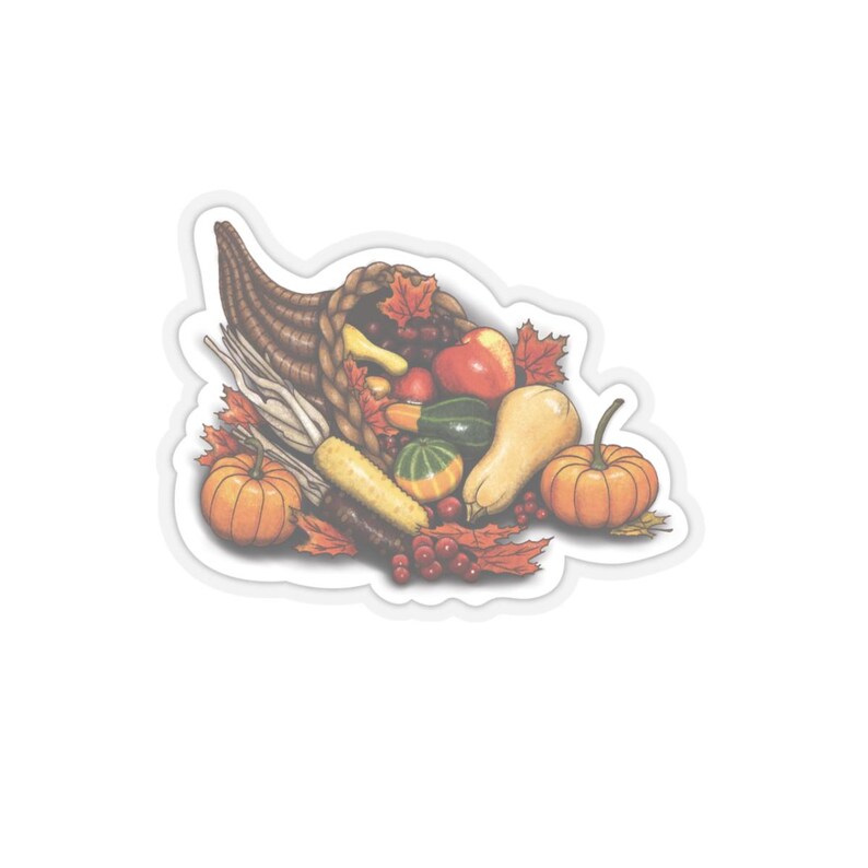 Cornucopia Kiss-cut Sticker, Harvest Sticker, Thanksgiving Decor, Fall ...