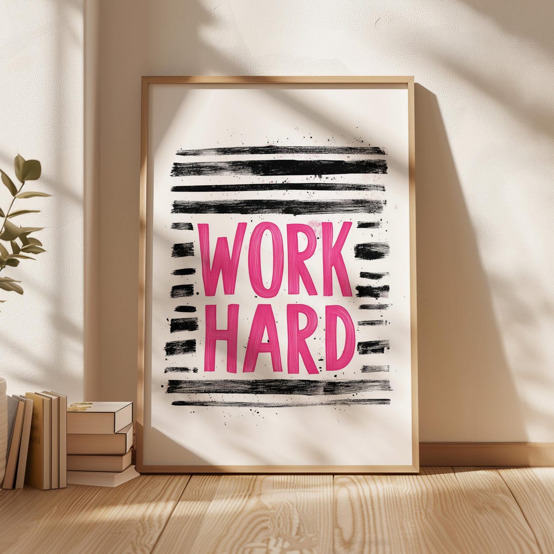 Work Hard Typography Print: Motivational Office Art (digital Download ...