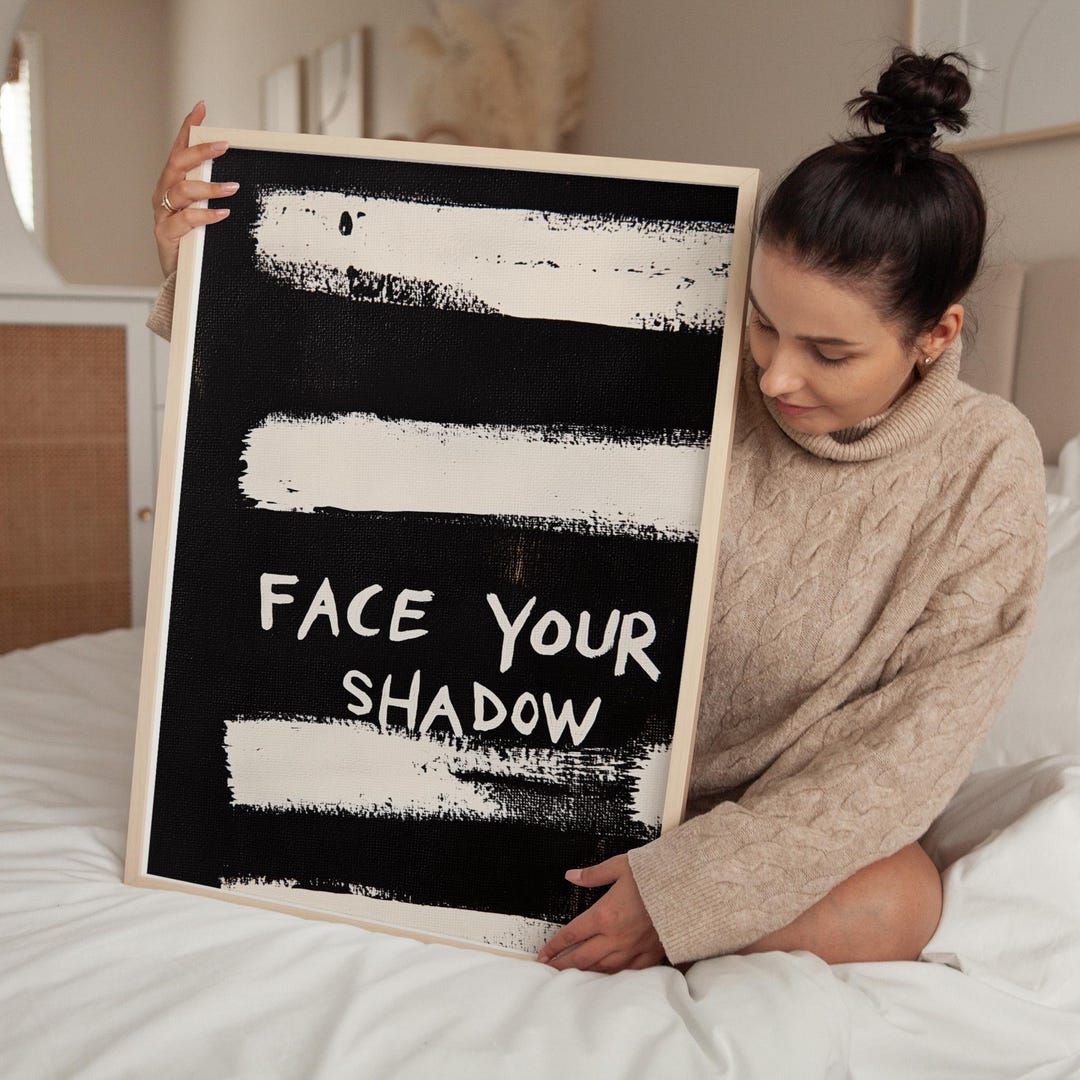 Face Your Shadow Art Print: Black and White Abstract Artwork (digital ...
