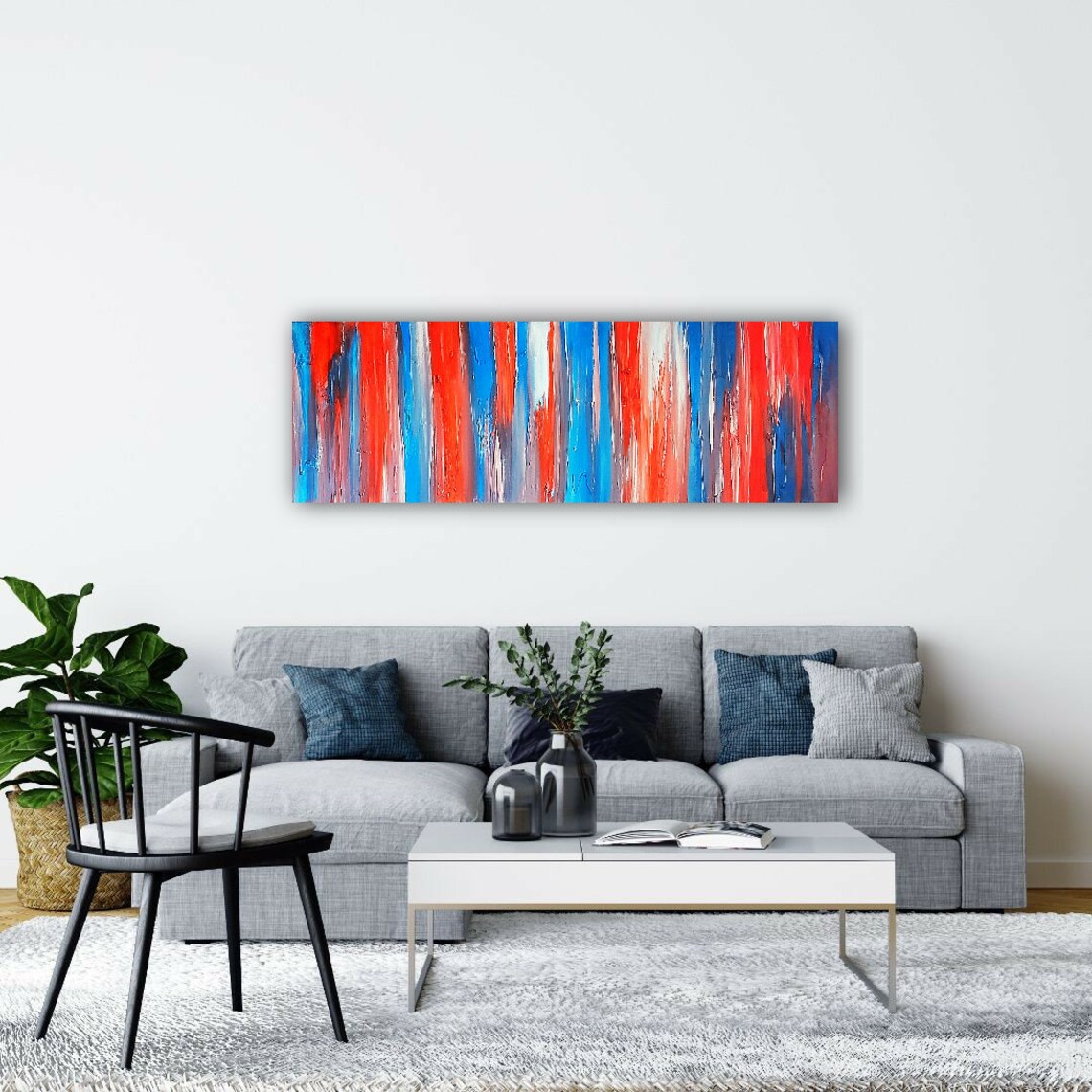 Arte de pared original, arte de pared sobre la cama, arte moderno, arte ...