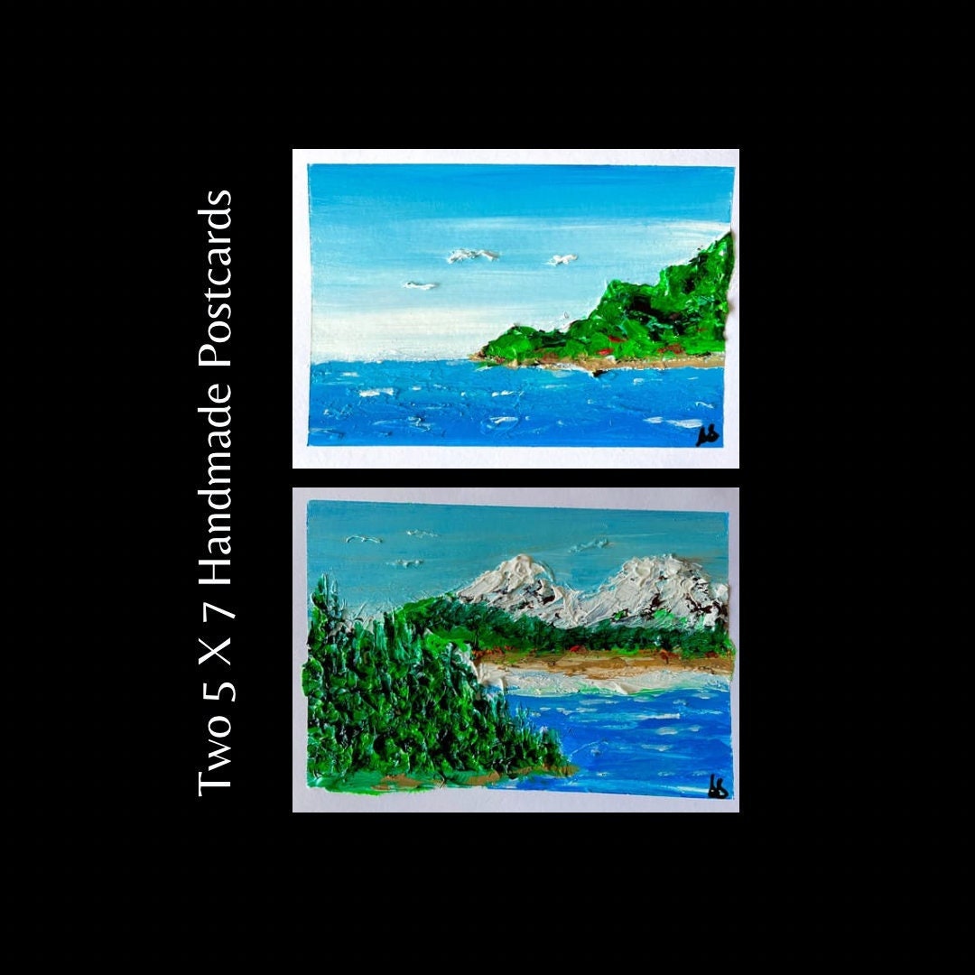 Hand Painted Postcards, Keepsakes, Two 5X7 Postcards, Painted by Blind ...