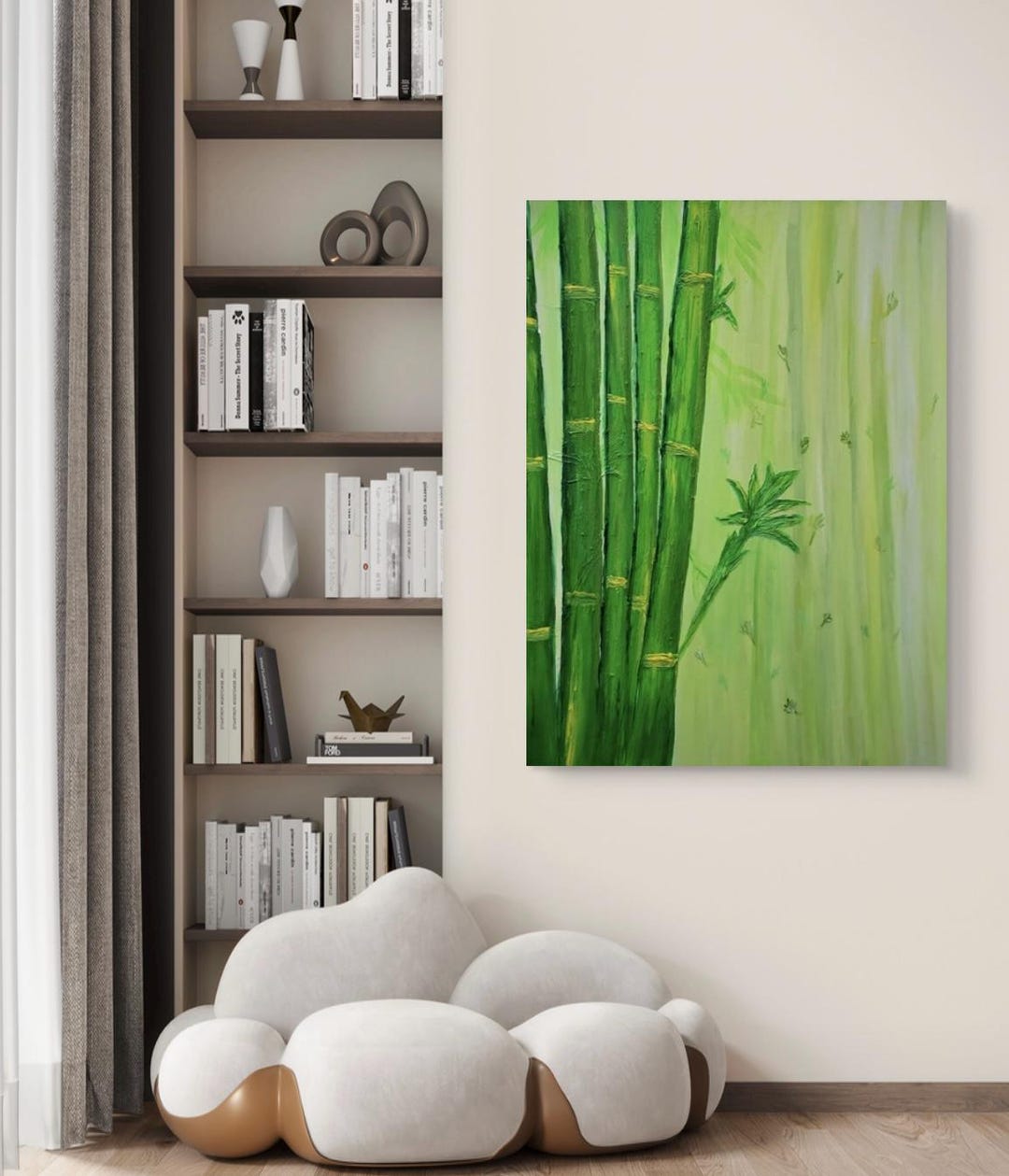Large Bamboo Wall Art, Bamboo, Textured Bamboo Painting, Abstract ...