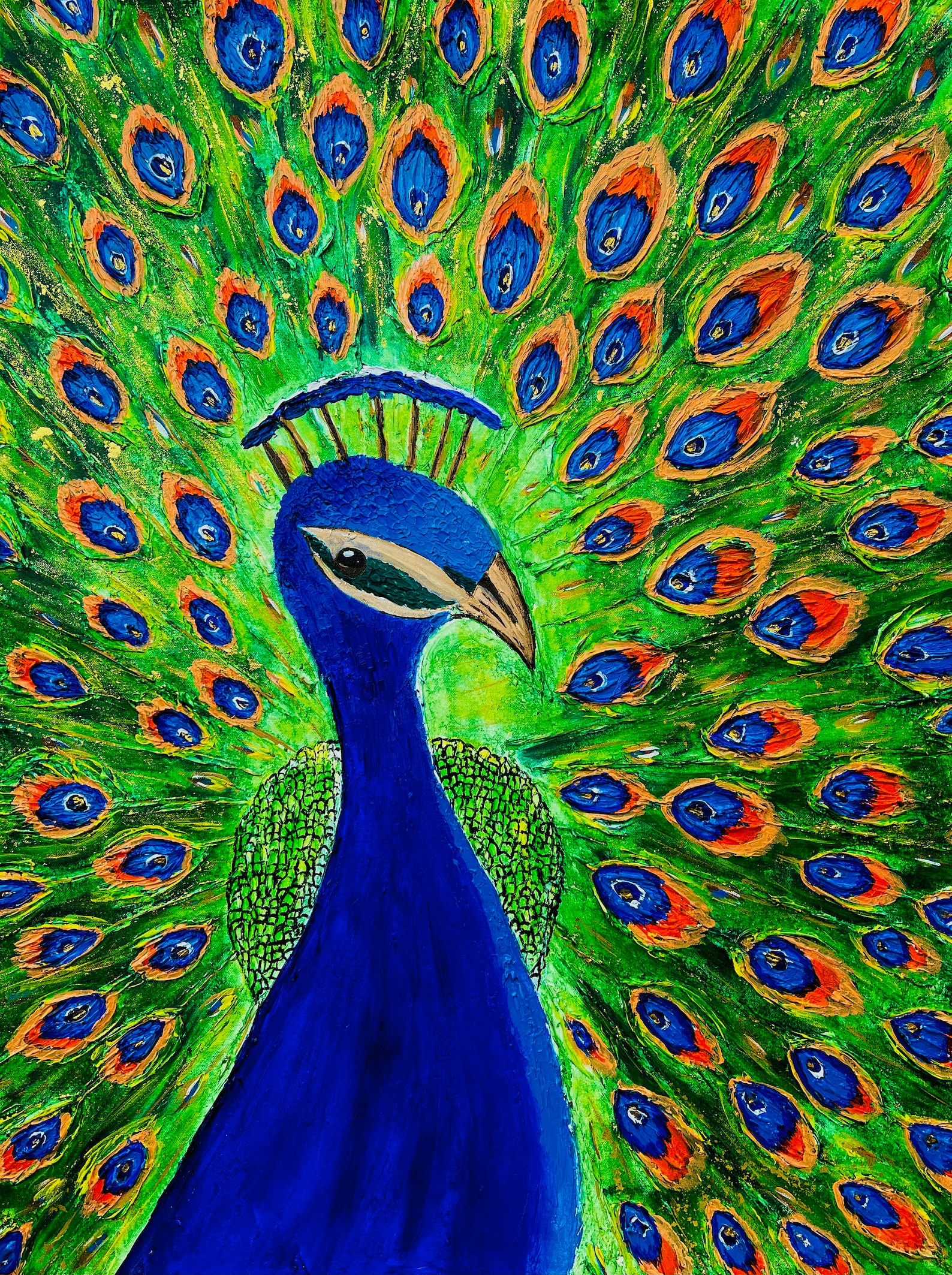 Pintura De Pavo Real Pintura De Animales Arte De Pared Etsy