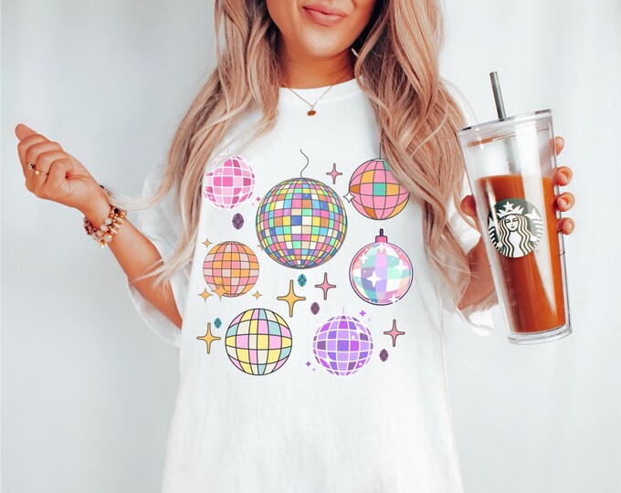Disco Shirt Mirrorball Comfort Colors Disco Ball Shirt Last Disco Retro ...