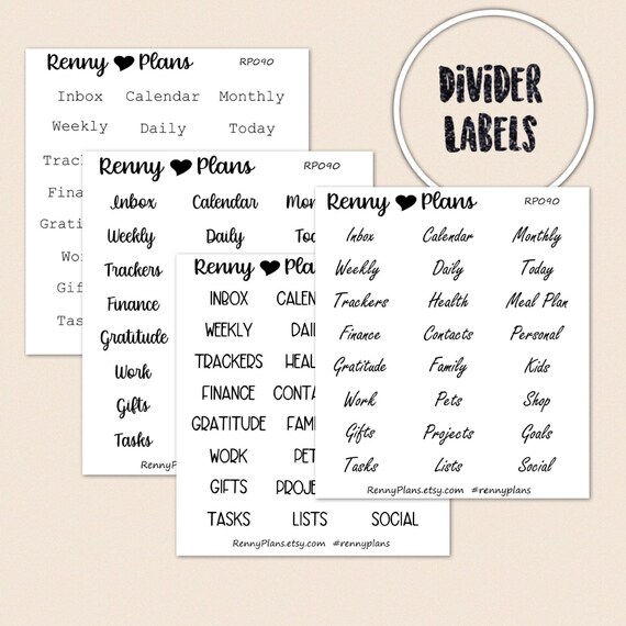 Labels for Dividers Tabs stickers Planner Stickers | Etsy
