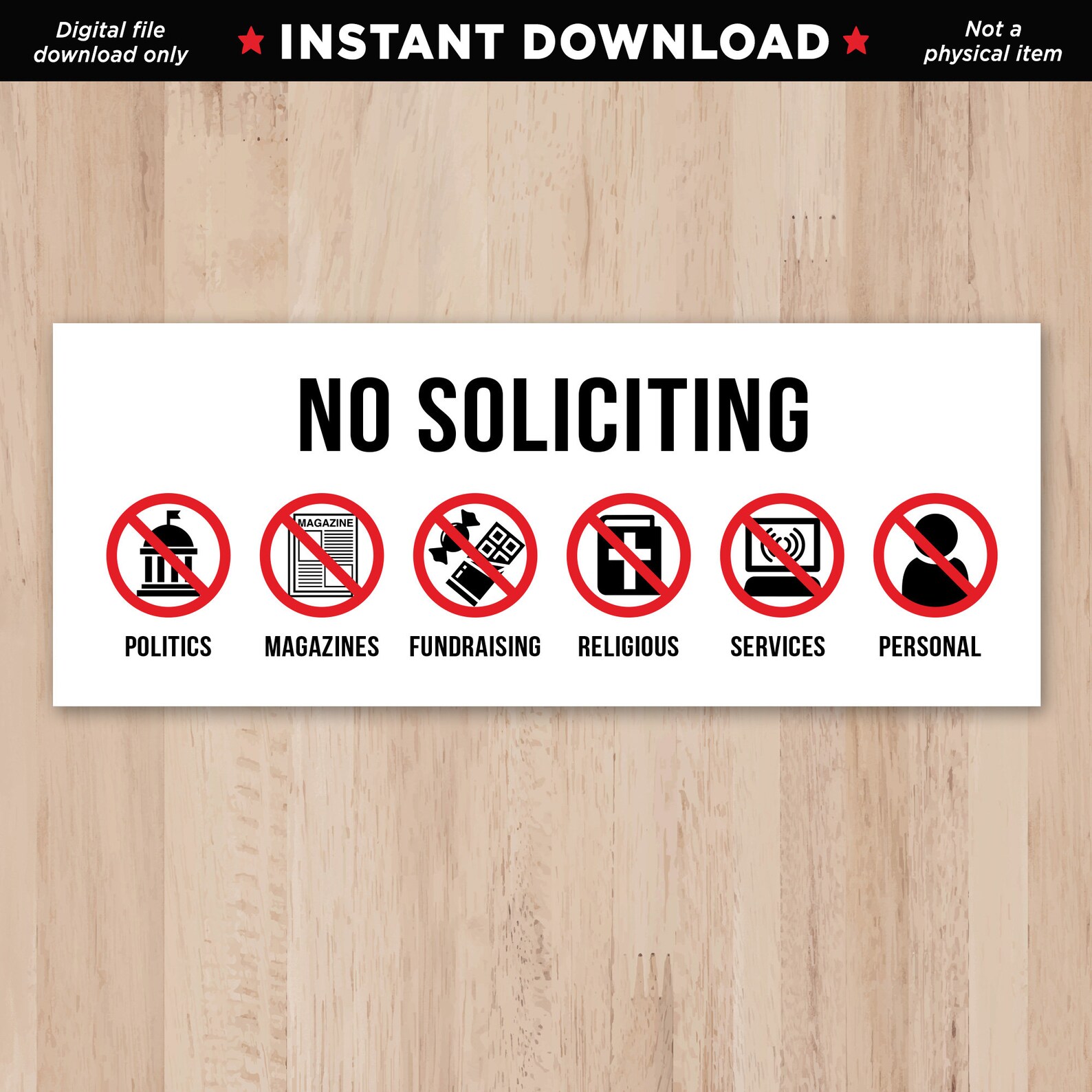 No Soliciting Sign, Instant Download, No Soliciting, Do Not Disturb ...