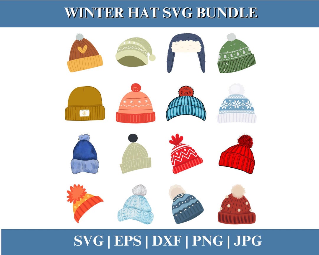 Winter Hat SVG Bundle, Christmas Svg, Winter Svg, Christmas Hats Svg ...