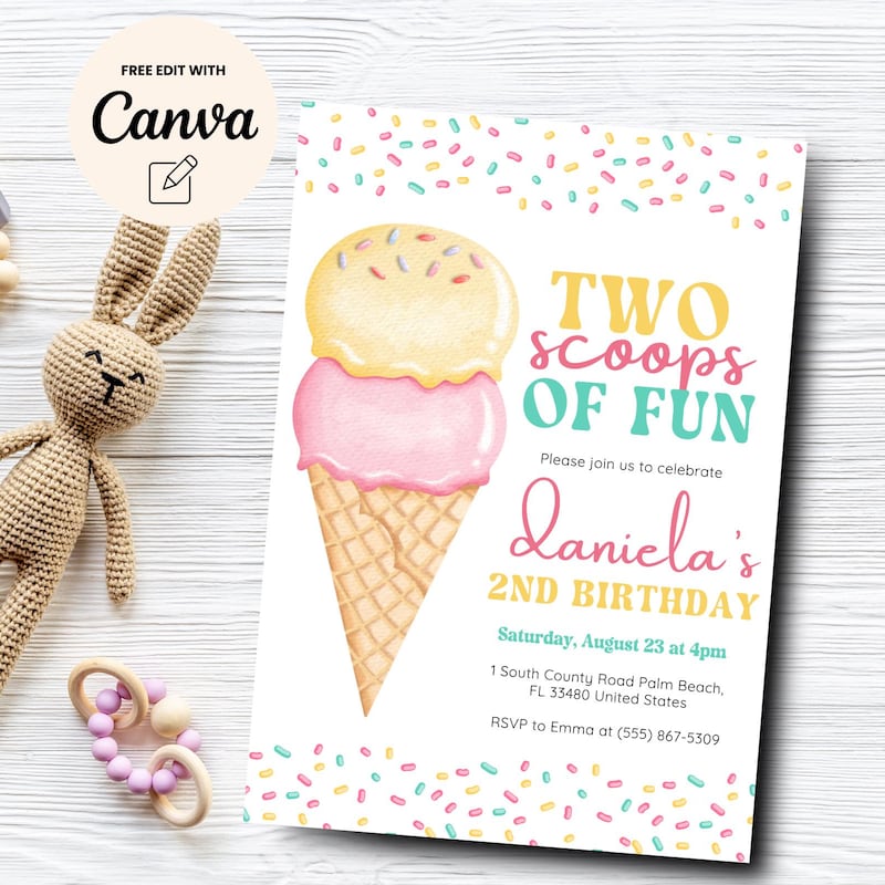 Ice Cream Invitation - Etsy