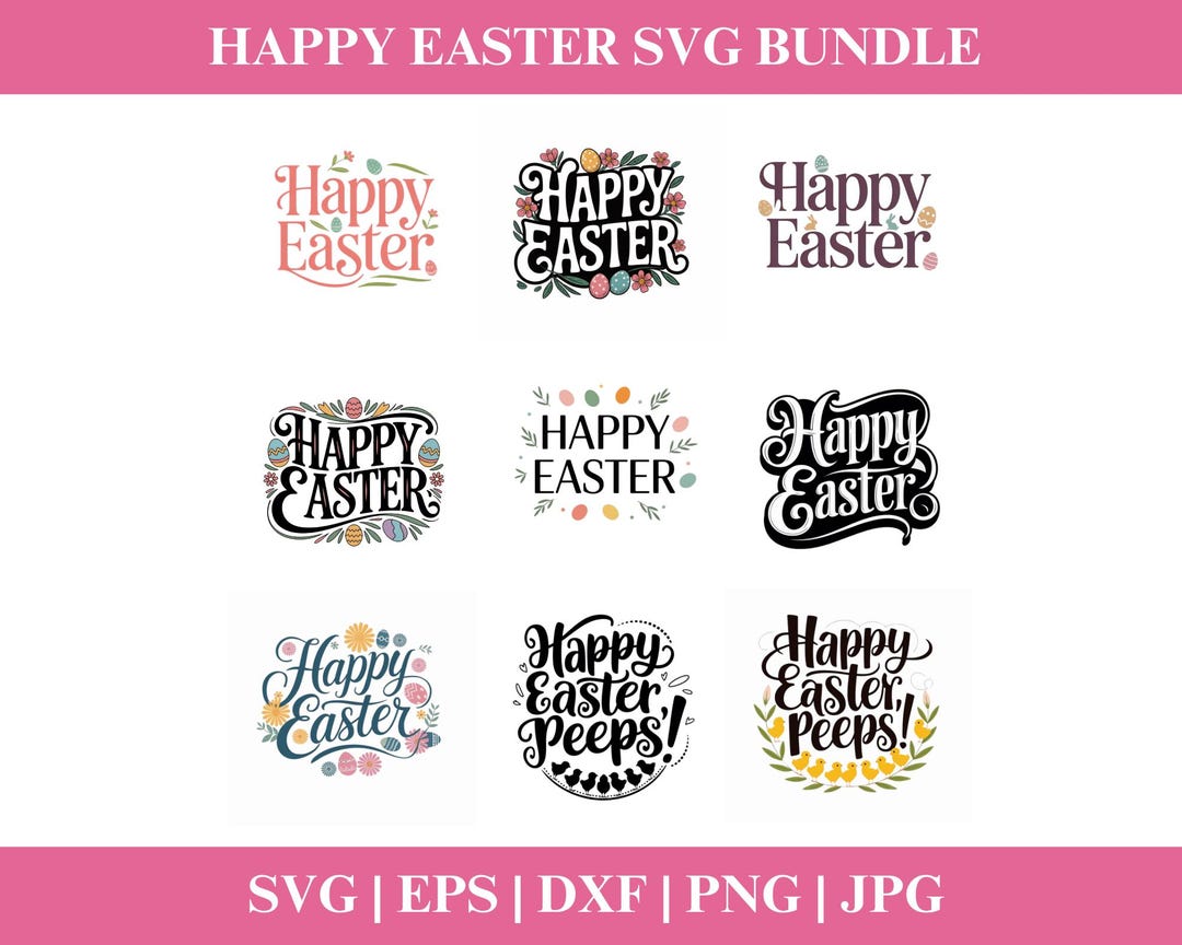 Happy Easter SVG Clipart Bundle, Easter SVG Bundle, Spring Svg, Easter ...