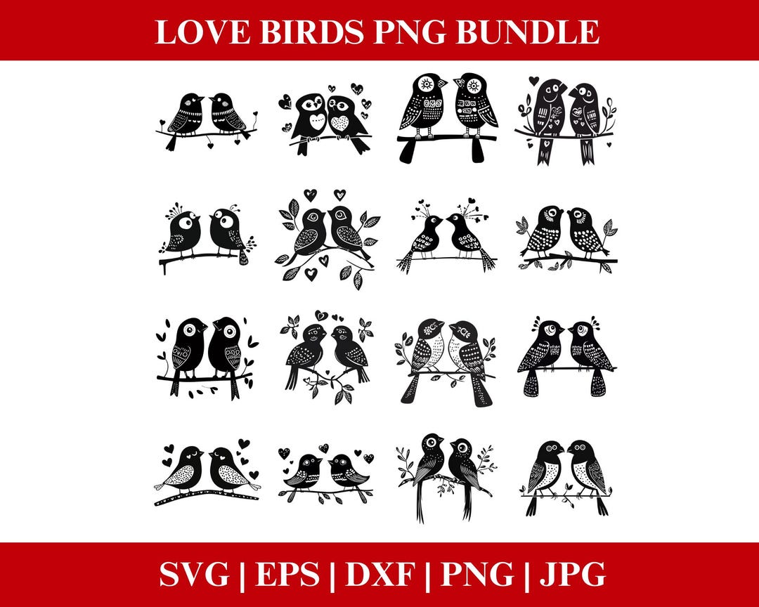 Love Birds Valentines Day PNG Bundle, Love Birds PNG SVG Clipart ...