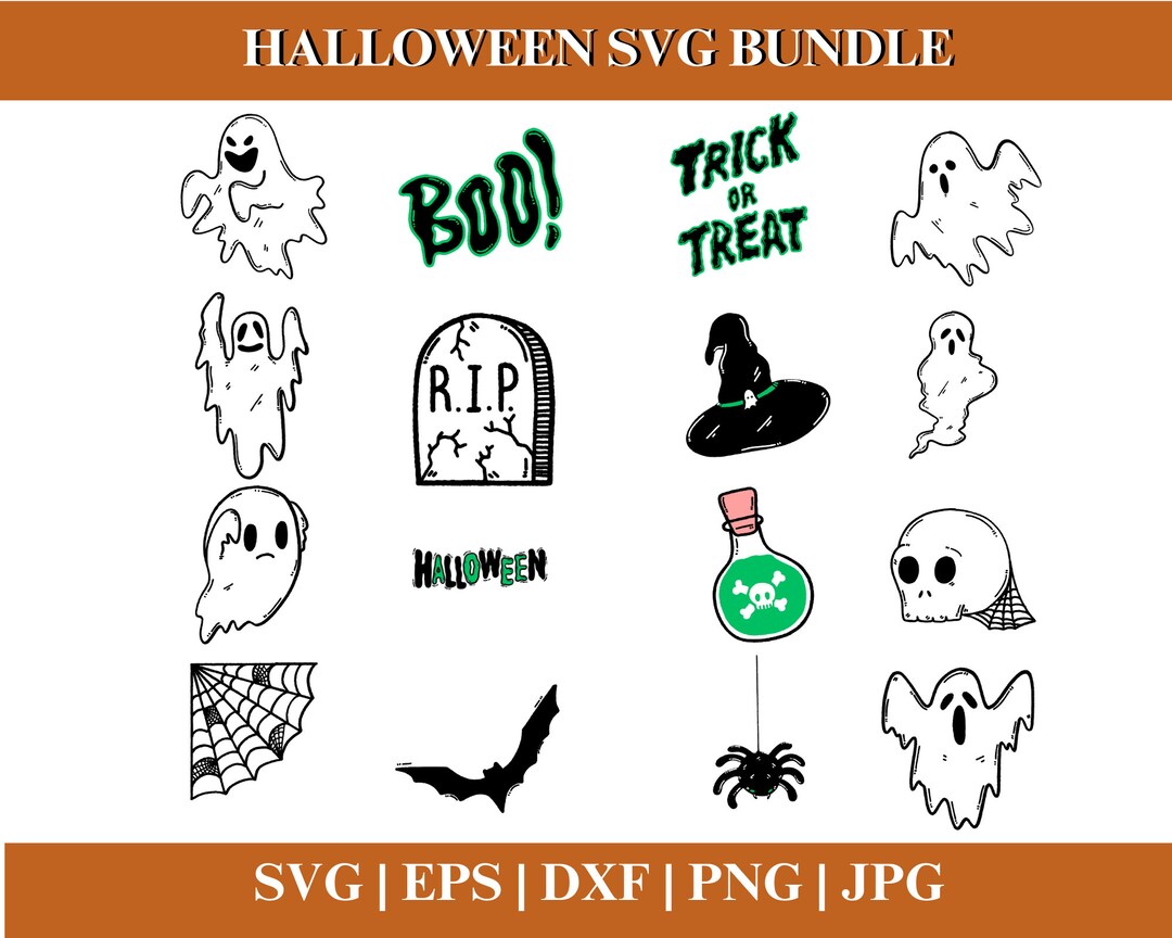HALLOWEEN SVG, Witch Svg, Ghost PNG Bundle, Halloween Silhouette Svg ...