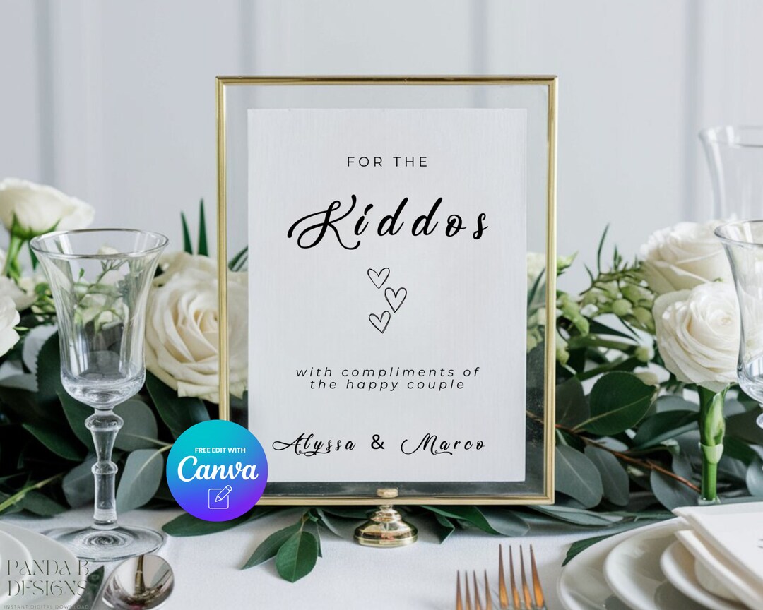 Wedding Kiddos Sign, Minimalist Printable Children's Sign, Wedding ...