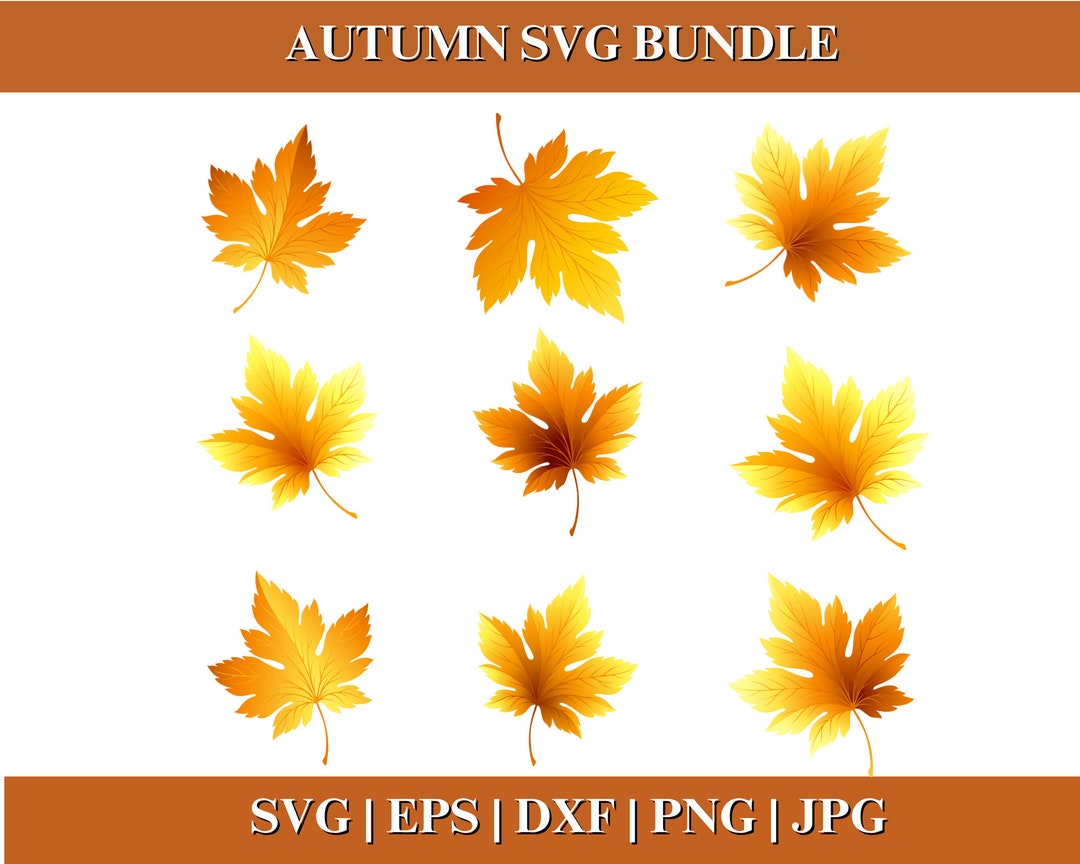 Autumn Leaves SVG, Fall Leaf Clipart Bundle, Maple Leaf Cut File for ...