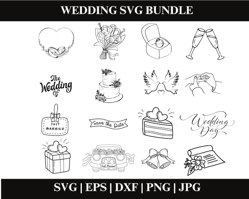 Wedding SVG Bundle, Wedding Png Clipart, Wedding SVG Cut Files for ...